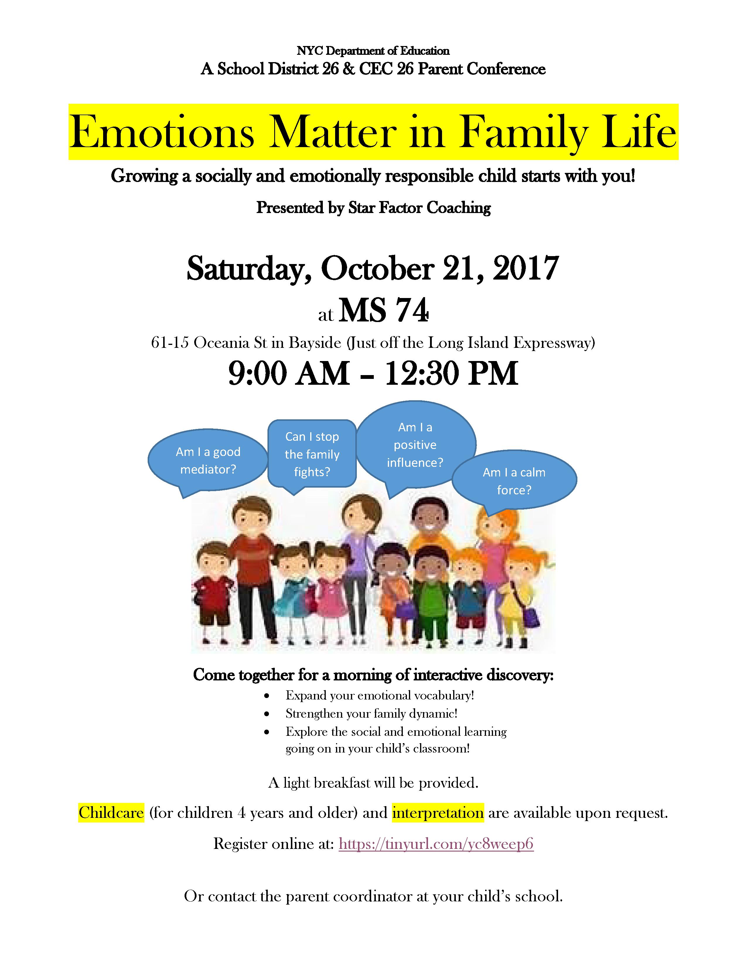 Save the Date! 10/21 Parent Conference | P.S. 188Q Kingsbury School ...