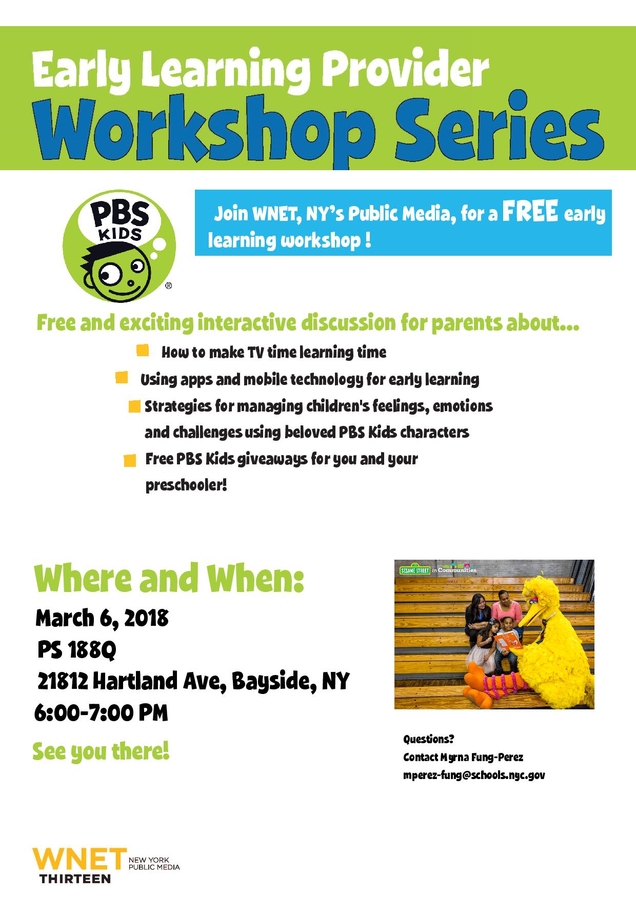 3/6 PBS Early Learning Workshop | P.S. 188Q Kingsbury School, Dream ...